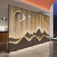 China Stainless Steel Screen Partition Wall Titanium Metal Hollowed Out Room Divider Screen for sale