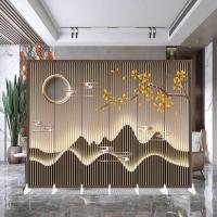 China Stainless Steel Screen Partition Wall Titanium Metal Hollowed Out Room Divider Screen for sale