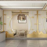 China 304 Stainless Steel Screen Partition Wall Hollowed Out Hotel Room Divider Screen for sale
