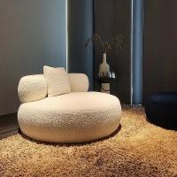 China Living Room Round Banquette Sofa Bedroom Hotel Modern Lamb Fleece Round Seat Sofa for sale