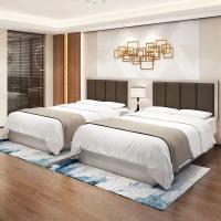 China Classic Luxury White Solid Oak Double Bed Hotel Bedroom Soft Bed for sale