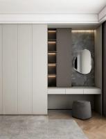 China Modern Walnut Hotel Room Wardrobe With Dresser All In One for sale