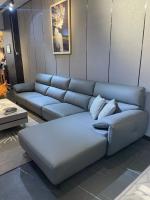 China Bend Sponge Custom Sofa Bed Blue Leather 3.25m For Hotel Home for sale