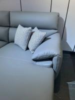 China Bend Sponge Custom Sofa Bed Blue Leather 3.25m For Hotel Home for sale