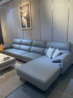 China Bend Sponge Custom Sofa Bed Blue Leather 3.25m For Hotel Home for sale