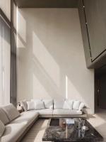 China Shaped Curved Minimalist Hotel Lobby Furniture Linen Sectional Sofa for sale