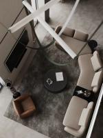 China Shaped Curved Minimalist Hotel Lobby Furniture Linen Sectional Sofa for sale