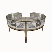 China Round Curved Jewelry Display Cabinet Oval jewellery glass counter Custom for sale