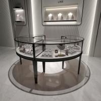 China Round Curved Jewelry Display Cabinet Oval jewellery glass counter Custom for sale
