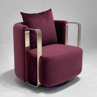 China Fuchsia Creative Luxury Velvet Sofa Chair Gold Stainless Steel Armchair Custom for sale