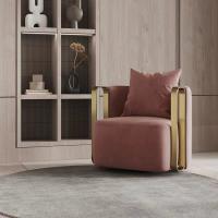 China Fuchsia Creative Luxury Velvet Sofa Chair Gold Stainless Steel Armchair Custom for sale