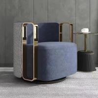 China Fuchsia Creative Luxury Velvet Sofa Chair Gold Stainless Steel Armchair Custom for sale