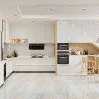 China Quartz Stone Hotel Kitchen Cabinets Durable Metal Frame Scratch Resistant for sale