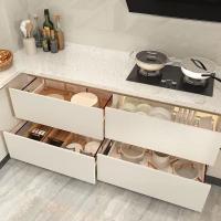 China Quartz Stone Hotel Kitchen Cabinets Durable Metal Frame Scratch Resistant for sale