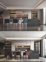 China Modern Stainless Steel Cabinets Quartz Facet Home Kitchen Cabinet Custom for sale
