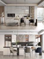China Modern Stainless Steel Cabinets Quartz Facet Home Kitchen Cabinet Custom for sale