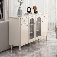 China White Luxury Sideboard Cabinets Marble Facet Metal Glass Door Custom for sale