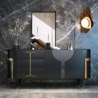 China Noble Black Luxury Sideboard Cabinets Titanium Enamel Stainless Steel Four Feet Custom for sale