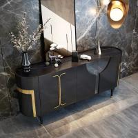 China Noble Black Luxury Sideboard Cabinets Titanium Enamel Stainless Steel Four Feet Custom for sale