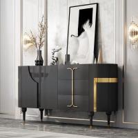 China Noble Black Luxury Sideboard Cabinets Titanium Enamel Stainless Steel Four Feet Custom for sale