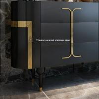 China Noble Black Luxury Sideboard Cabinets Titanium Enamel Stainless Steel Four Feet Custom for sale