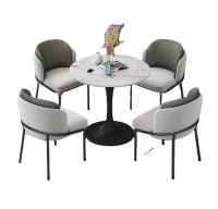 China Italian Rock Plate Iron Art Round Hotel Coffee Table Set for sale