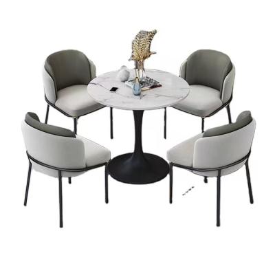 China Italian Rock Plate Iron Art Round Hotel Coffee Table Set for sale