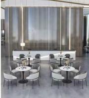 China Italian Rock Plate Iron Art Round Hotel Coffee Table Set for sale