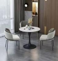 China Italian Rock Plate Iron Art Round Hotel Coffee Table Set for sale
