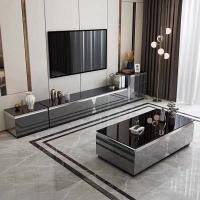 China Rock Plate Hotel Room Cabinets Luxury TV Cabinet Sets Hotel Room Black Glass for sale