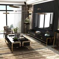 China Modern Light Luxury Stainless Steel Lacquer Dressing Table TV Cabinet Combination for sale