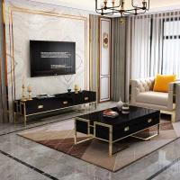 China Modern Light Luxury Stainless Steel Lacquer Dressing Table TV Cabinet Combination for sale