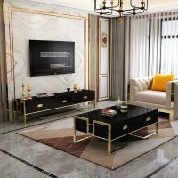 China Modern Light Luxury Stainless Steel Lacquer Dressing Table TV Cabinet Combination for sale