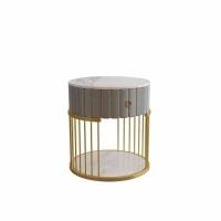 China Marble Oval Hotel Room Cabinets Hollowed Out Metal TV End Table Media Cabinet for sale