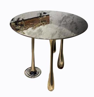 China Upholstery Stainless Steel Lobby Golden Coffee Table Anti Rust for sale