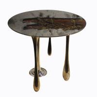 China Upholstery Stainless Steel Lobby Golden Coffee Table Anti Rust for sale