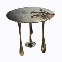 China Upholstery Stainless Steel Lobby Golden Coffee Table Anti Rust for sale