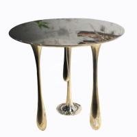 China Upholstery Stainless Steel Lobby Golden Coffee Table Anti Rust for sale
