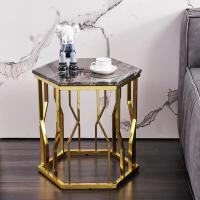 China Versatile Upholstery Polygon Wire Table Rock Plate Table With Stainless Steel Gilt for sale