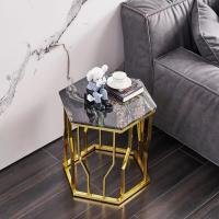 China Versatile Upholstery Polygon Wire Table Rock Plate Table With Stainless Steel Gilt for sale