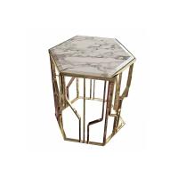 China Versatile Upholstery Polygon Wire Table Rock Plate Table With Stainless Steel Gilt for sale