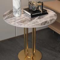 China Stainless Steel Bracket Hotel Bedroom Furniture Simple Rock Plate Table Facet Shaped for sale
