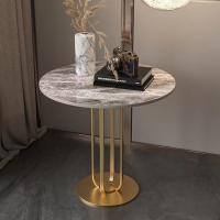 China Stainless Steel Bracket Hotel Bedroom Furniture Simple Rock Plate Table Facet Shaped for sale