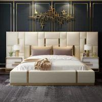 China Bentley Luxury Leather Cowhide King Size Bed Large Apartment Hotel Room for sale