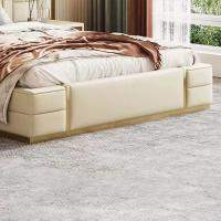 China Bentley Luxury Leather Cowhide King Size Bed Large Apartment Hotel Room for sale
