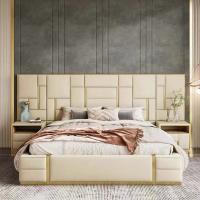 China Bentley Luxury Leather Cowhide King Size Bed Large Apartment Hotel Room for sale