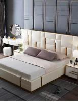 China Bentley Luxury Leather Cowhide King Size Bed Large Apartment Hotel Room for sale