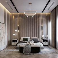 China Commercial Hotel Bedroom Furniture Modern Luxury Apartment Villa Linen Fabric Bed for sale