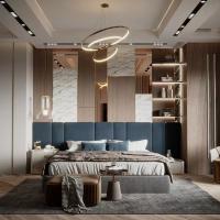 China Custom Hotel Bedroom Furniture Royal Velvet Fabric King Size Bed for sale