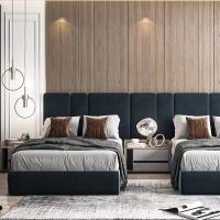 China Custom Hotel Bedroom Furniture Royal Velvet Fabric King Size Bed for sale